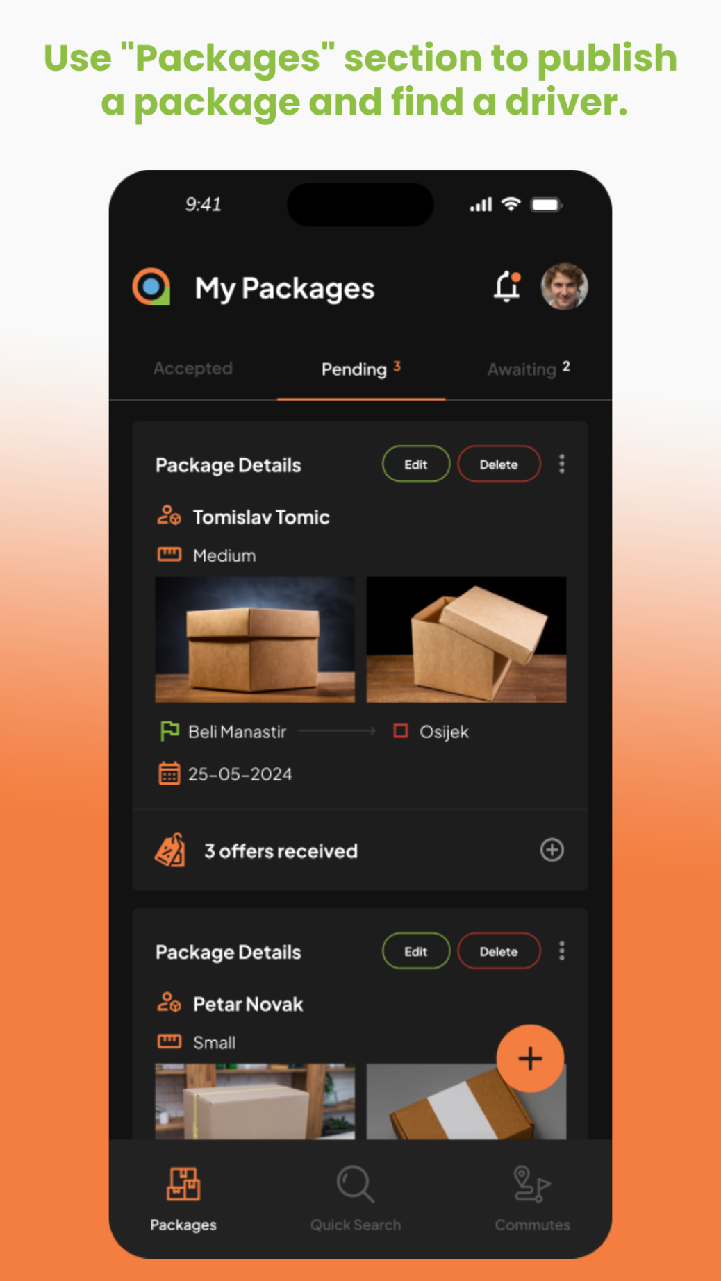 Gepek – Carpooling for packages